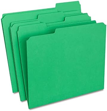 Amazon.com : The File King 1/3 Cut Green File Folders Letter Size - 100 ...