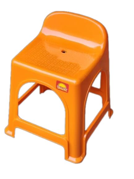 POLY TUFF Josh Premium Plastic Stool with Back Rest | Set of 1 | Orange ...