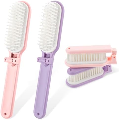 Amazon.com : 2 Pcs Folding Travel Hair Brush Mini Hairbrush Hair Comb ...