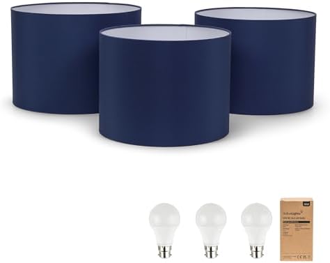 ValueLights | Nesting Fabric Drum Light Shades in Navy Blue | Lamp ...
