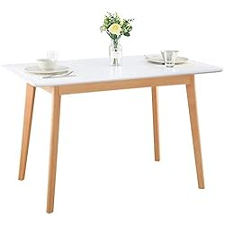 Amazon.com - GreenForest Dining Table Modern Rectangular Top with Solid ...