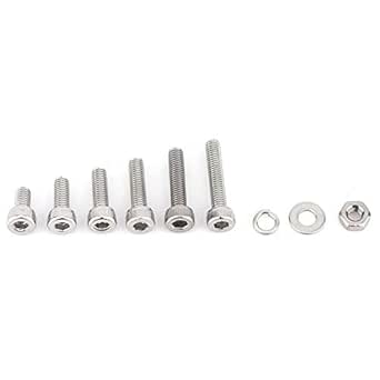 Screws Nuts Washers Set M3/M5/M6/M8 SS304 Stainless Steel Hex Socket Head Cap Screws with Hex ...