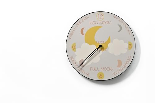 Amazon.com: Moon Phase Wall Clock - Lunar Cycle - Round - Moon Phase ...