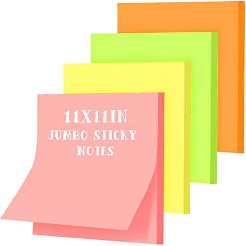 Amazon.com : Jecery 4 Pad Big Sticky Notes 11 x 11 Inch Jumbo Sticky ...