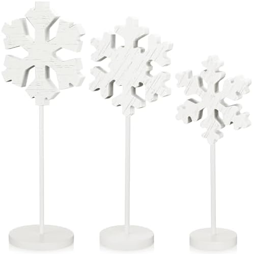 Amazon.com: Whaline 3Pcs Winter Wooden Snowflake Table Decor Retro ...