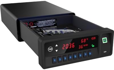 QINGENO Biometric Gun Safe,Clock Smart Safe Display with Temp,Humidity ...