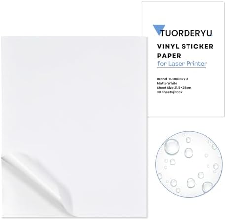 Amazon.com : TUORDERYU 8.5" x 11" Premium Printable Vinyl Sticker Paper ...