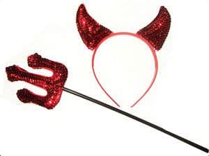 DangerousFX Red Sparkly Sequin Devil Horns Trident Pitchfork Fancy ...