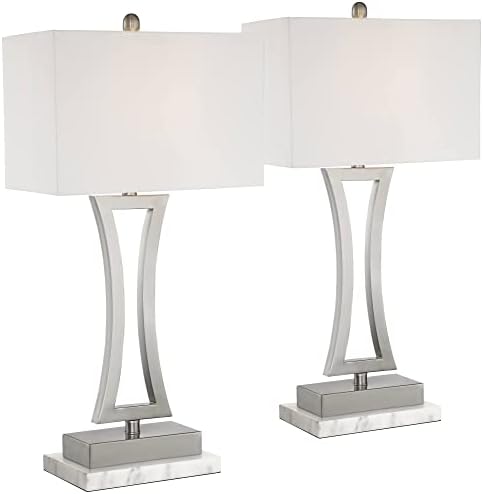 360 Lighting Roxie Modern Table Lamps with White Marble Risers 31" Tall ...