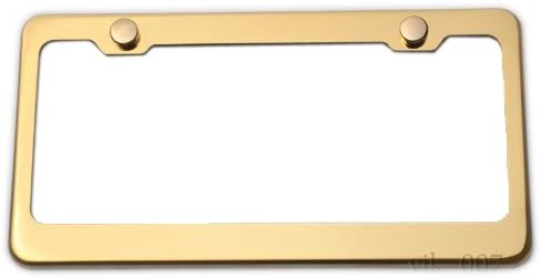 Amazon.com: Plain Gold Stainless Steel License Plate Frame Holder ...