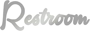 Amazon.com: Cursive Restroom Text 14 inch Silver Indoor Wall Vinyl ...
