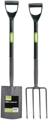 Draper Carbon Steel Garden Fork and Spade Set | Gardening Tools Set ...