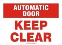 Automatic Door Keep Clear 10" x 14" Plastic Sign: Industrial Warning ...