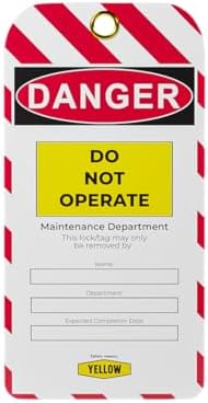 Amazon.com: Yellow Safety® Danger Do Not Operate Lockout Tagout Tags ...