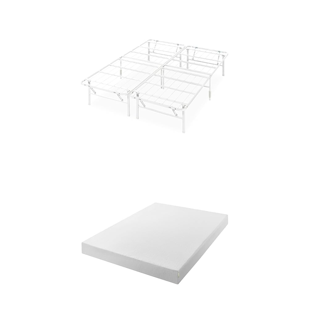 Amazon｜【セット買い】Zinus (ジヌス) SmartBase ベッドフレーム ホワイト ＋ Green Teaマットレスセット ...