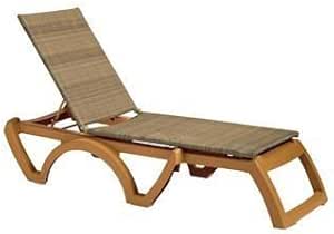 Amazon.com: Grosfillex Java All Weather Wicker Chaise Honey Wicker With ...