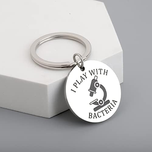 Amazon.com: OKEYCH Microbiologist Gift I Play With Bacteria Keychain ...