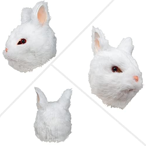 CreepyParty White Rabbit Mask Cute Flurry Bunny Head Animal Latex Full ...