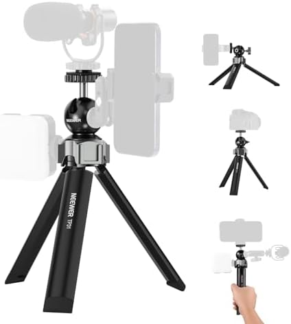 Neewer Metal Desktop Mini Tripod with Dual Cold Shoes Ball Head ...