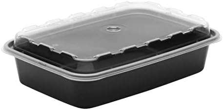 Amazon.com: Cubeware Rectangular Black Reusable Plastic Microwavable Food Container with Clear ...