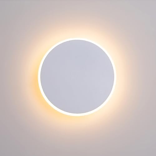 SEEAIRSHOP Modern Minimalist Round Wall Light Flat Black Wall Sconce ...