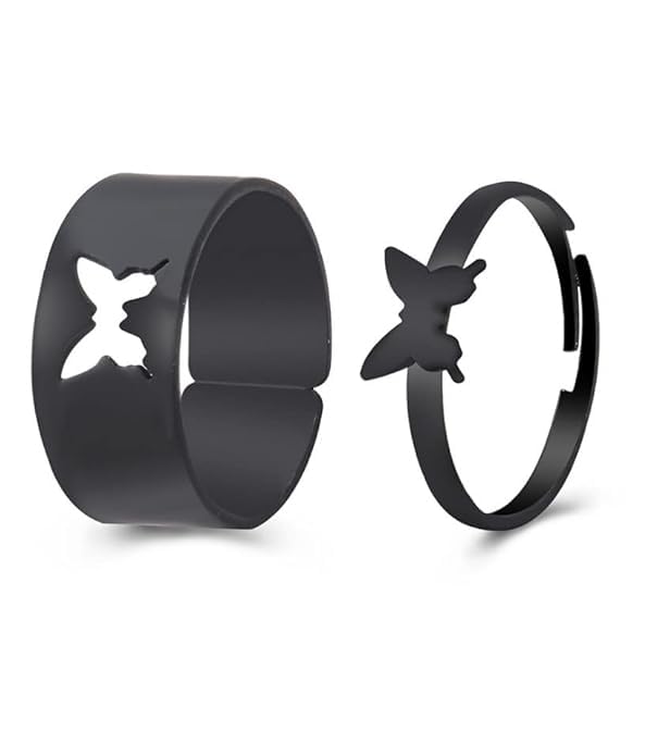 ARZONAI Couple Rings for Lovers Pair: Copper Butterfly Rings - Matching ...