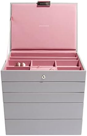 Stackers Dove Grey with Antique Rose Classic Medium Jewellery Box, Set ...