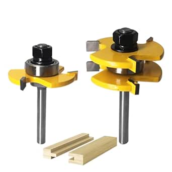 Tongue and Groove Router Bits Set with 1/4" Shank,2pcs 3 Teeth T Shape ...