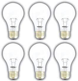 (6 Pack) SHATTERPROOF Light Bulb A19 Clear Glass 60 WATT Incandescent ...