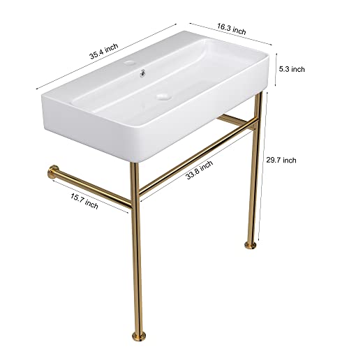 Snapklik.com : Console Sink - Sarlai 35 Inch Console Sink White Ceramic ...