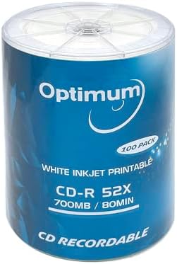 OPTIMUM CD-R Blank Disc 700MB 52X Moisture Resistant White Inkjet Hub Printable Recordable Media ...