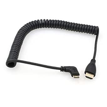 SZRMCC Right Angled Mini HDMI to HDMI High Speed Coiled Cable for Canon ...