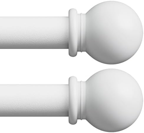Amazon.com: White Curtain Rods 2 Pack, Adjustable 28-62 inch Curtain ...