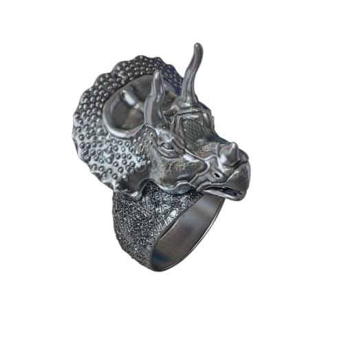 Amazon.com: SILVELY Vintage Style Ancient Triceratops Dinosaur Head Men ...