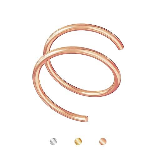 Amazon.com: Double Nose Hoop Ring for Single Piercing, Small Twist Nose ...