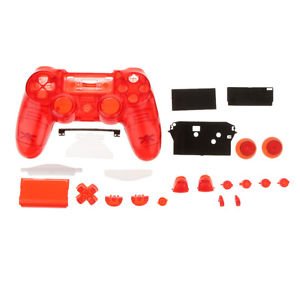 Red Clear Full Housing Shell Case Parts for PS4 Controller DualShock 4 ...