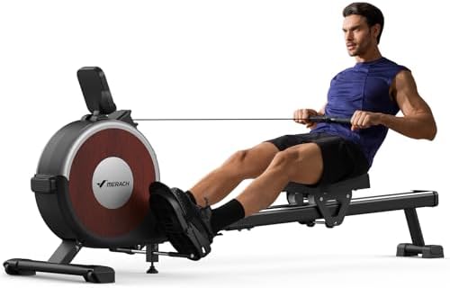 MERACH Electromagnetic Rowing Machine with Exclusive App, Dual Slide ...