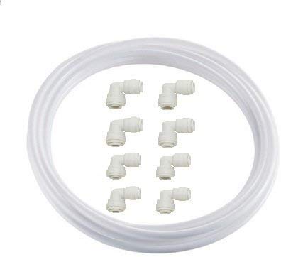 10 mtr 1/4" RO Hose Pipe White Colour Plus 8 PCS 1/4" Elbow connectors ...