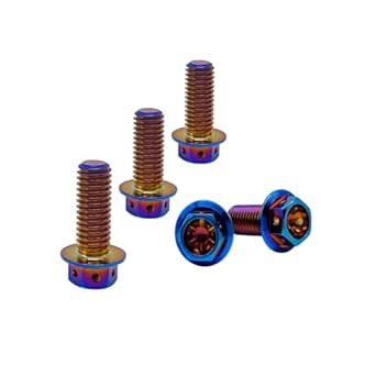RISON Titanium Bolts Titanium Flange Hex Head Bolts Burnt Blue GR5 ...