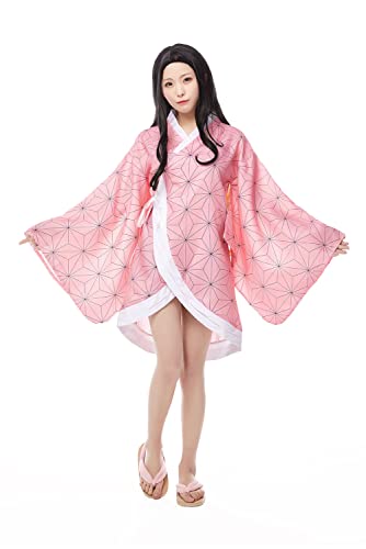Baycon Adult Kamado Nezuko Kimono Robe Cosplay Costume Dress Cloak ...