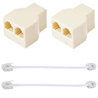Amazon.com: CABBISE RJ11 Duplex Wall Jack Adapter Dual Telephone line ...