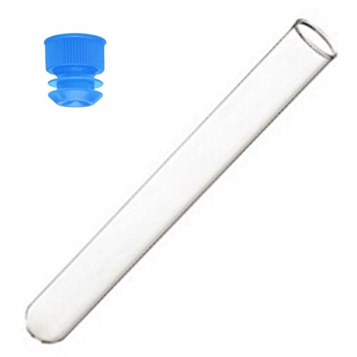 100 Pack, 13 x 100 Rimless Glass Test Tubes with Blue Caps : Amazon.in ...