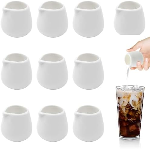 Vmxlso 10 PCS Small Milk Jug, 50 ml White Ceramic Milk Jug, Porcelain ...