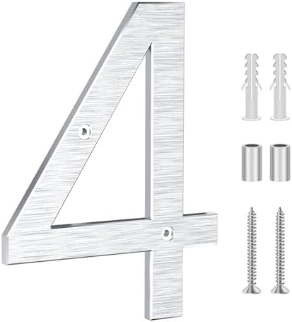 Lookopen 8 Inch Silver Large House Numbers, Modern Floating Metal House ...
