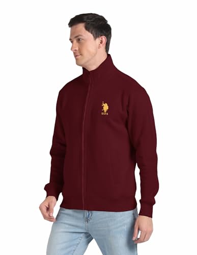 U.S. Polo Assn. Men's Plain /Solid High Neck Full Sleeves Cotton Rich ...