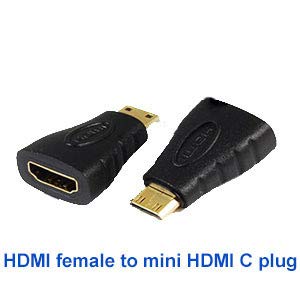 HDTV Mini HDMI(Type C) Male to HDMI(Type A) Female Adapter Connector ...