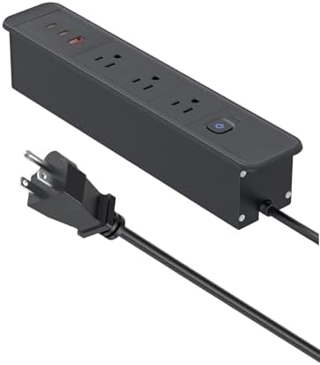 Amazon.com: Recessed Power Strip with 3 Outlets & 3 USB Ports,65W USB-C ...