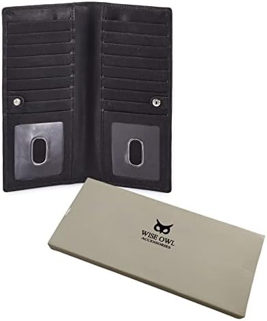 Amazon.com: Wise Owl Stylish Bifold Long Slim Wallets - Real Leather ...
