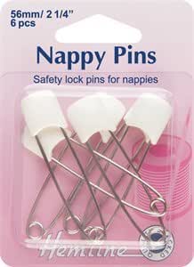 Hemline Safety Lock Nappy Pins 56mm 6pcs - White : Amazon.co.uk: Baby ...