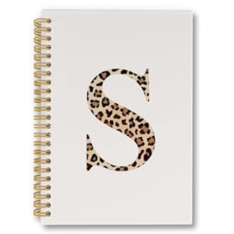 laveliabel Beige Cheetah Print Spiral Notebook, Leopard Print Initial S ...